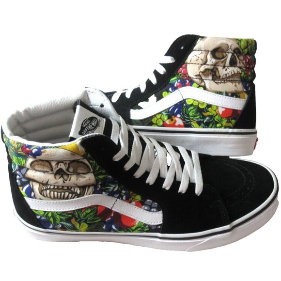 Vans | Shoes | Vans Mens Sk8hi Fruit Skull Skeleton Black White Striped ...